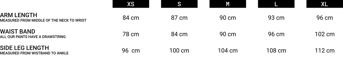 Sizing chart – Newspeak Studio
